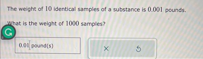 Solved The weight of 10 identical samples of a substance is | Chegg.com