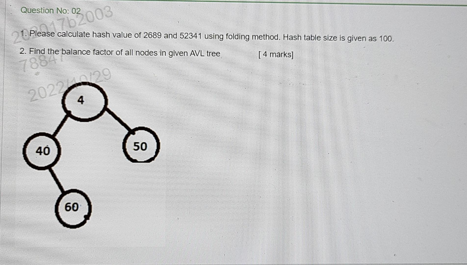 Solved 1. Please calculate hash value of 2689 and 52341 | Chegg.com Solved 1. Please calculate hash value of 2689 and 52341 | Chegg.com