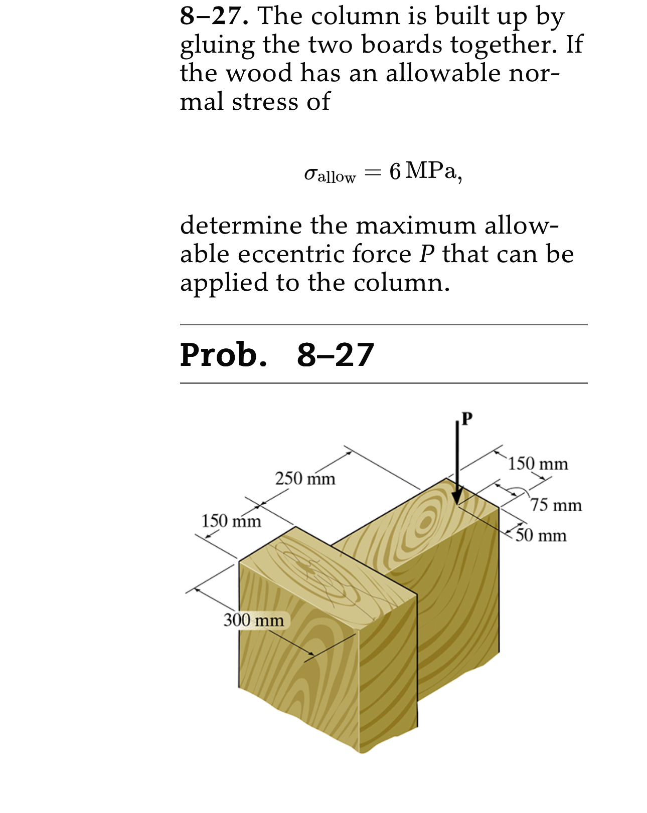 Solved 8-27. ﻿The column is built up by gluing the two | Chegg.com