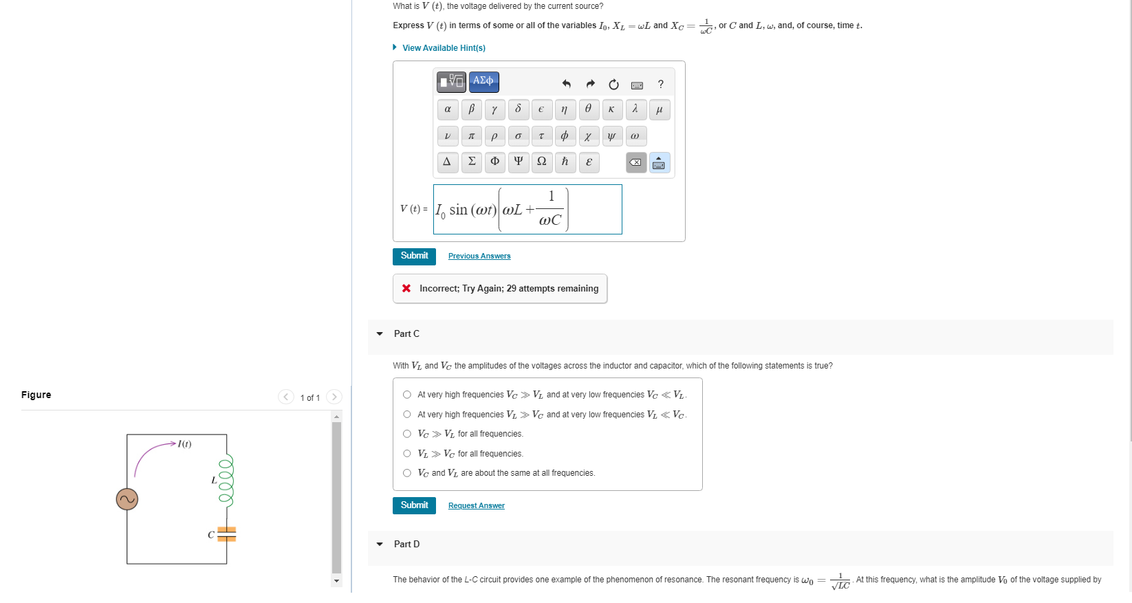 Solved What is V(t), ﻿the voltage delivered by the current | Chegg.com