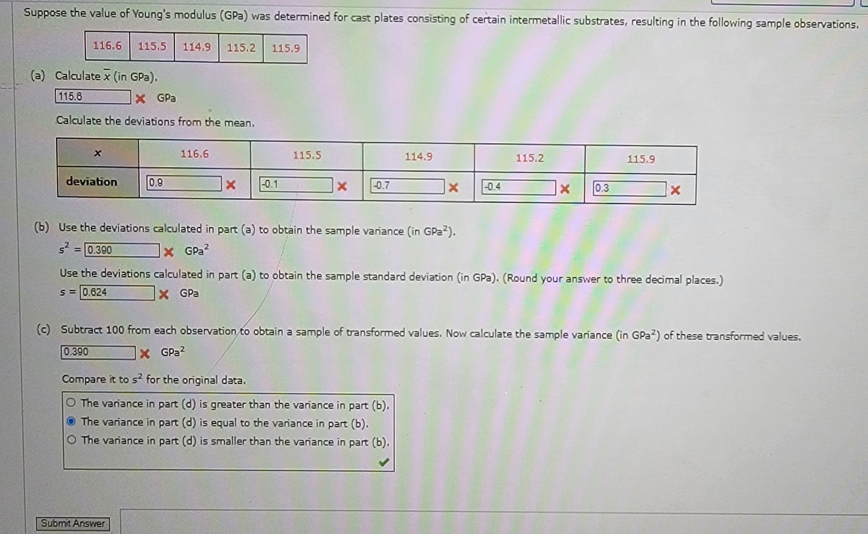 Solved Suppose the value of Young's modulus (GPa) ﻿was | Chegg.com