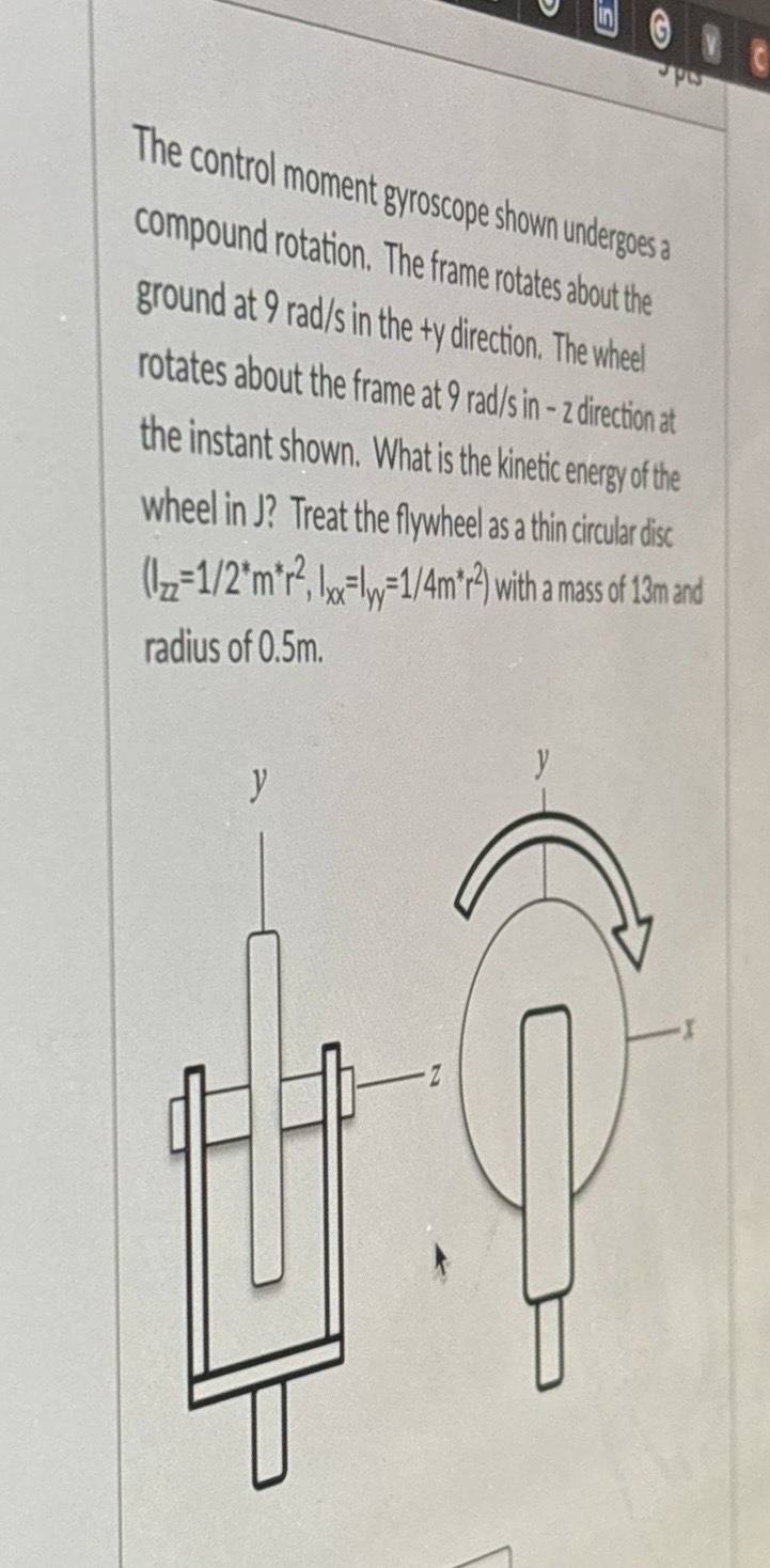 Solved The control moment gyroscope shown undergoes a | Chegg.com