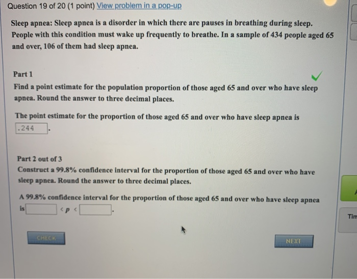 Solved Question 19 of 20 (1 point) View problem in a pop-up | Chegg.com