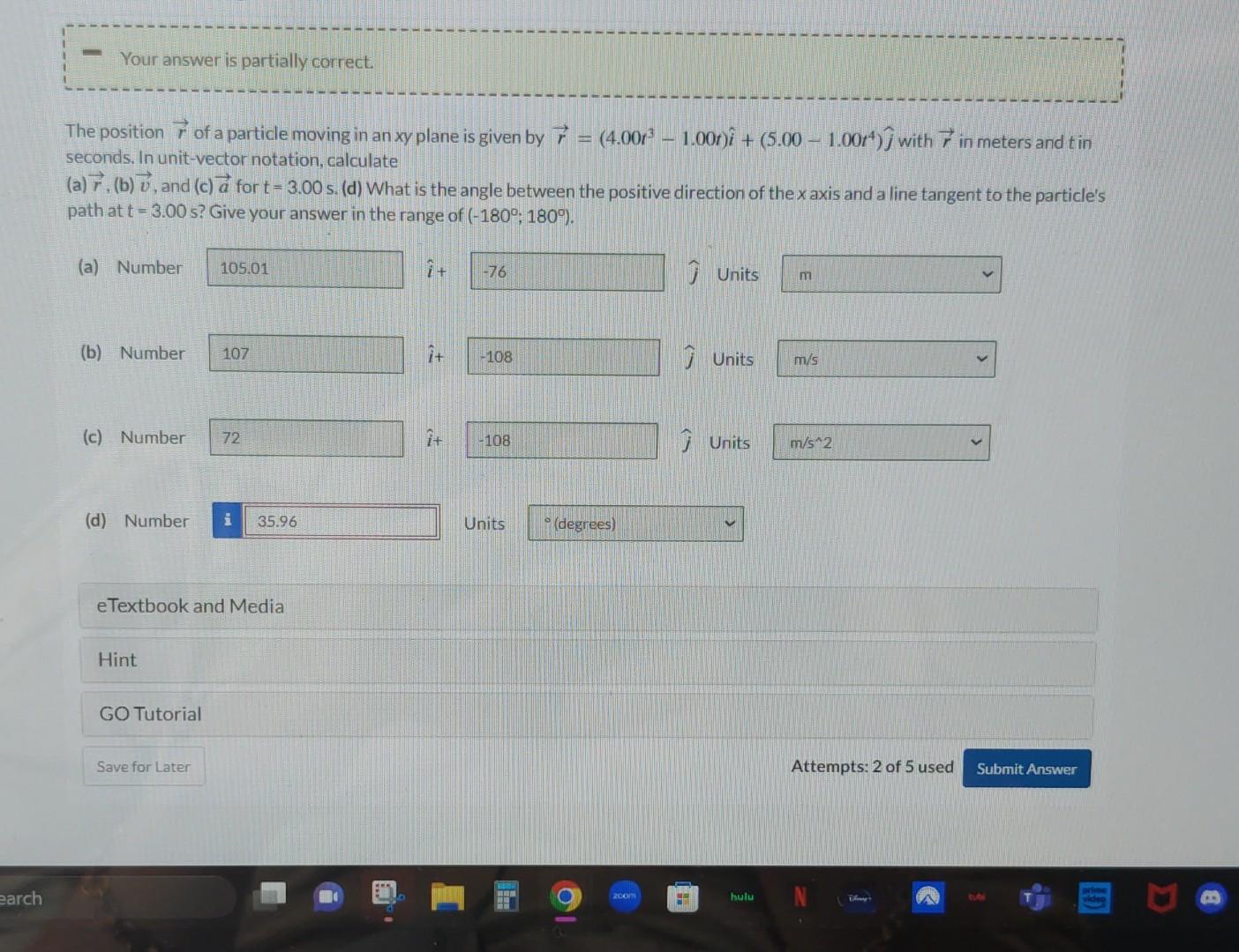 Solved The position r of a particle moving in an xy plane is | Chegg.com