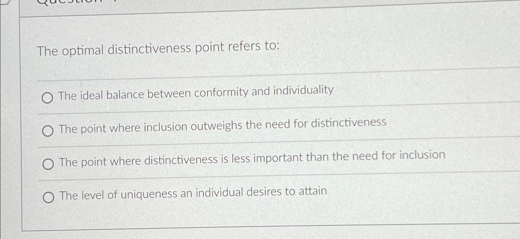 Solved The optimal distinctiveness point refers to:The ideal | Chegg.com