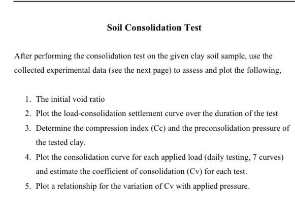 Solved Soil Consolidation Test After performing the | Chegg.com