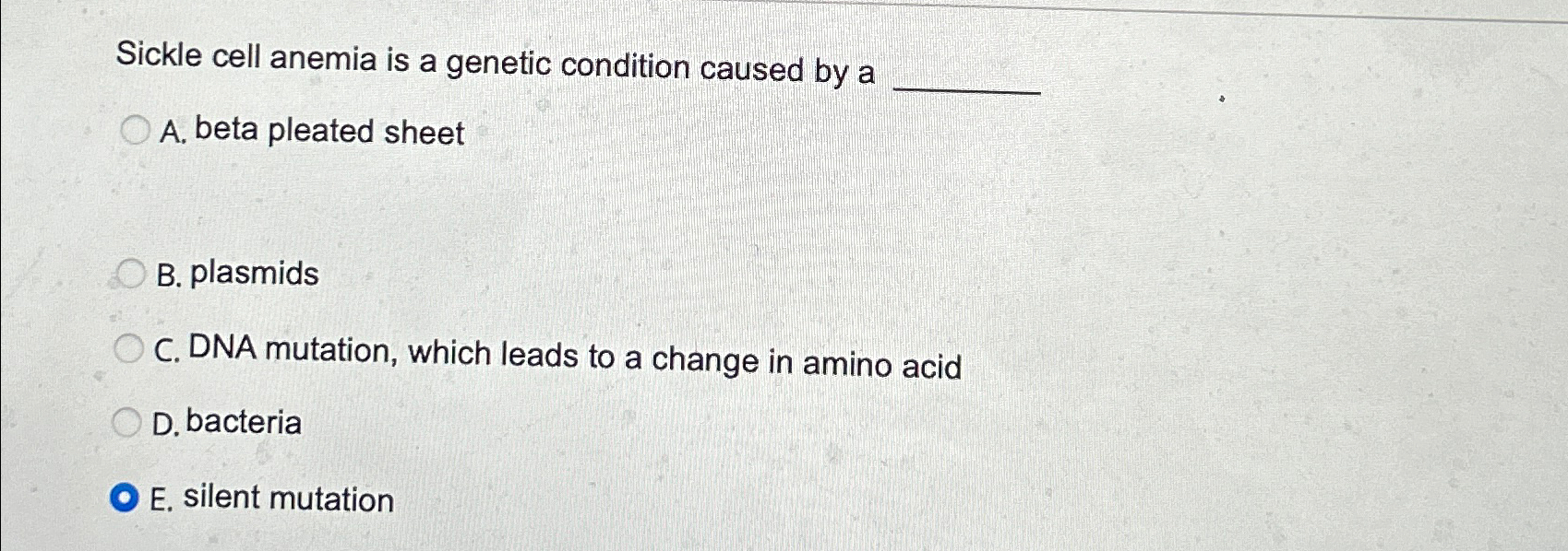 Solved Sickle cell anemia is a genetic condition caused by | Chegg.com