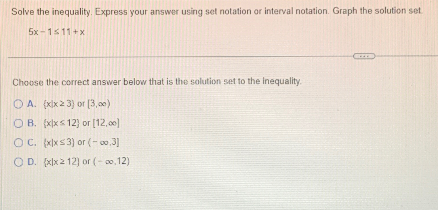 Solved Solve the inequality. Express your answer using set | Chegg.com