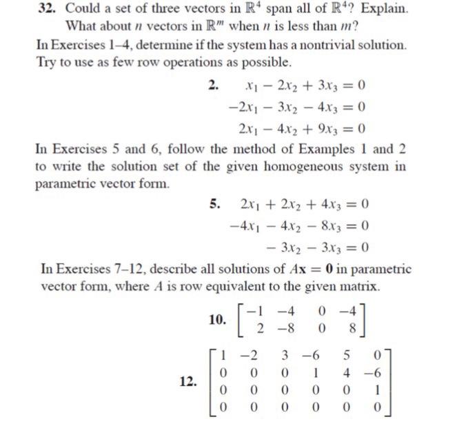 Solved 32. Could a set of three vectors in R4 span all of | Chegg.com
