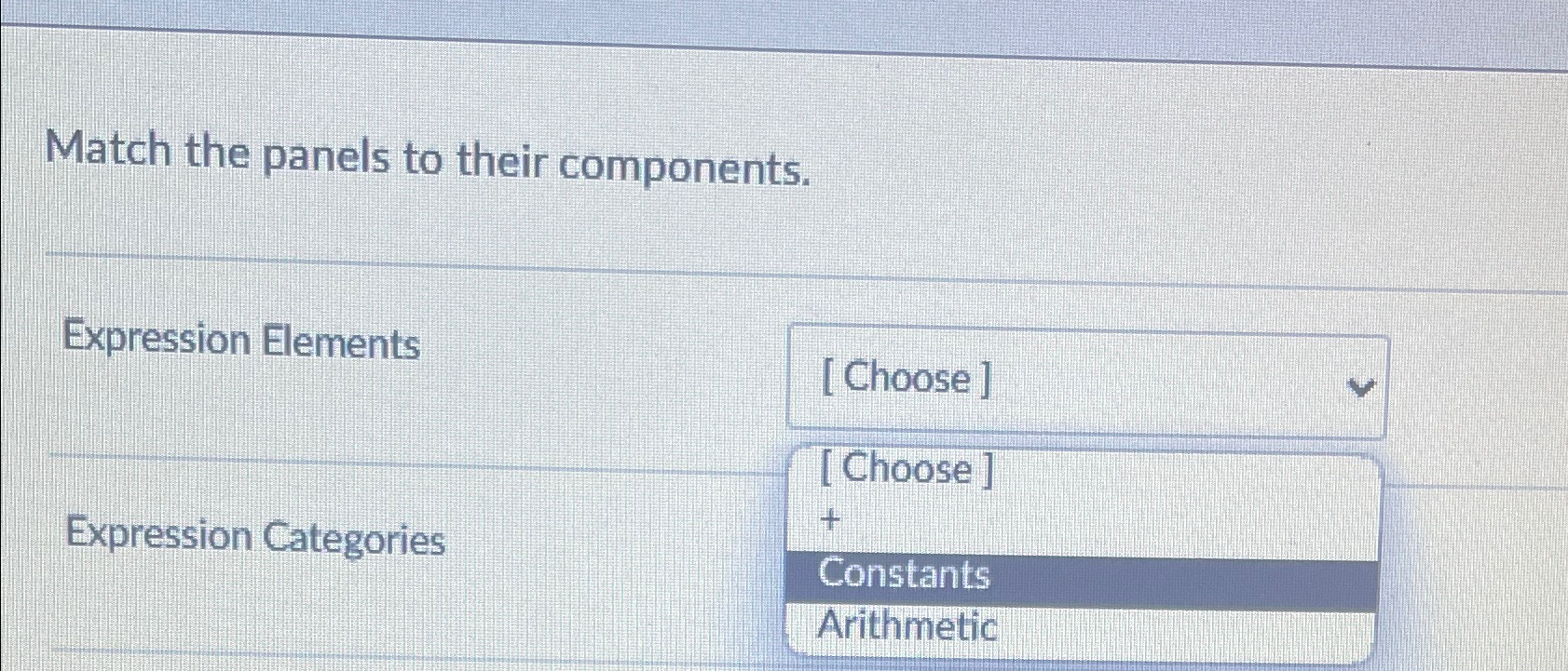 Solved Match the panels to their components.Expression | Chegg.com