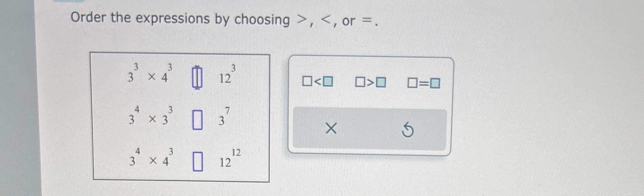 Solved Order the expressions by choosing >,