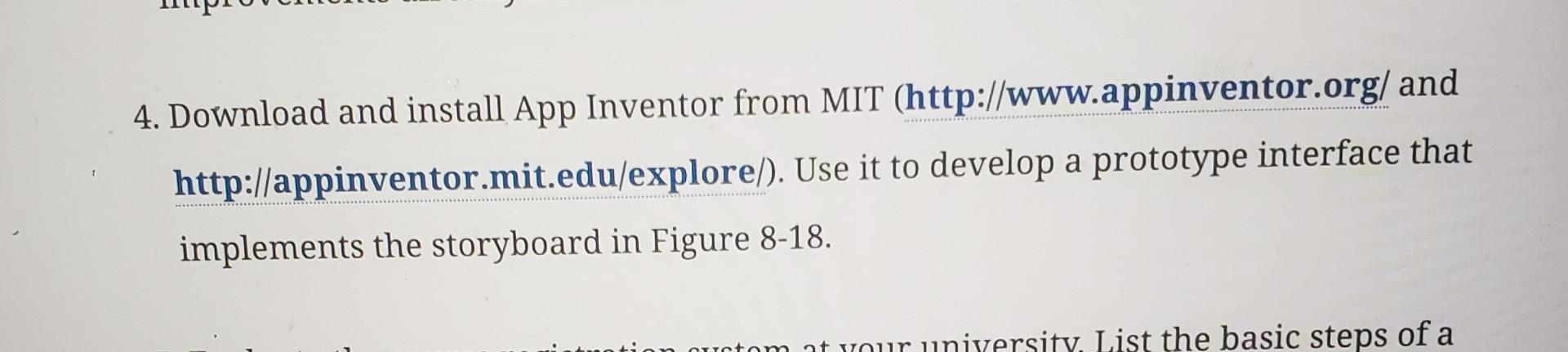 Solved 4. Download and install App Inventor from MIT | Chegg.com
