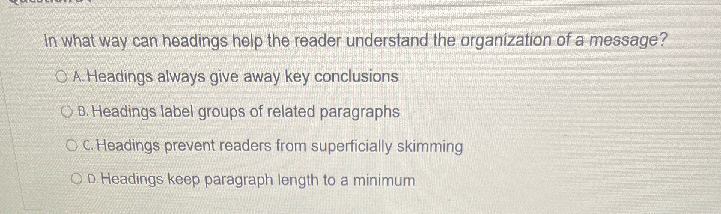 Solved In what way can headings help the reader understand | Chegg.com