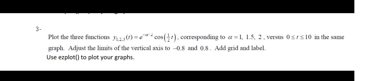 In matlab\\nPlot the three functions | Chegg.com