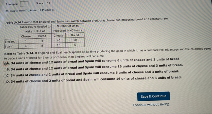 Solved Attempts: Score: /1 27. Chapter mank07, Section 18, | Chegg.com Solved Attempts: Score: /1 27. Chapter mank07, Section 18, | Chegg.com