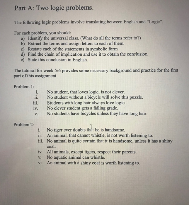 Solved Part A: Two logic problems. The following logic | Chegg.com