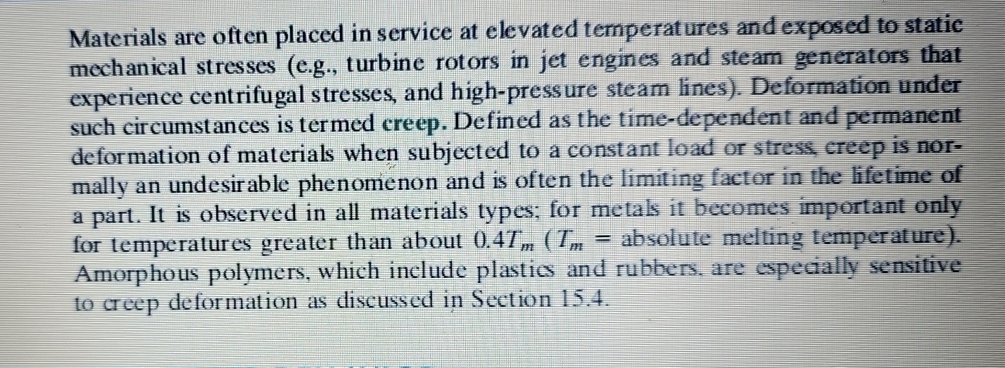 Solved Materials are often placed in service at elevated | Chegg.com