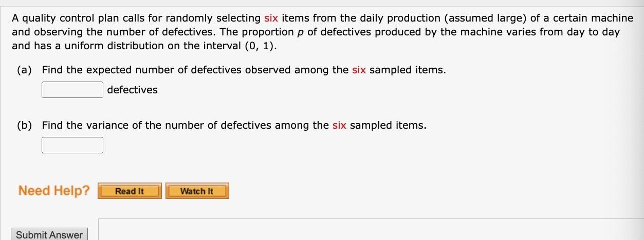 Solved A quality control plan calls for randomly selecting | Chegg.com