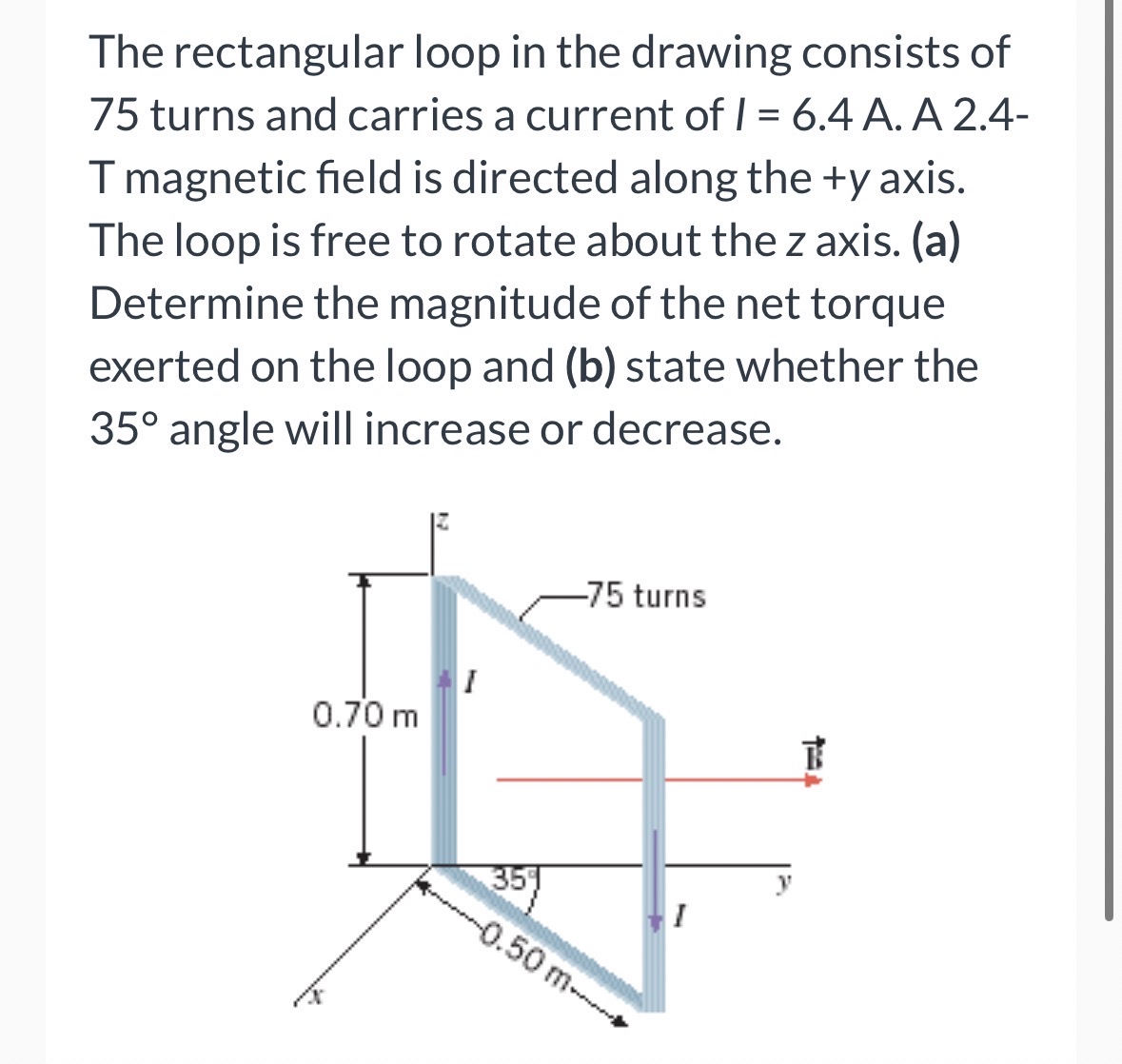 Solved The rectangular loop in the drawing consists of 75 | Chegg.com