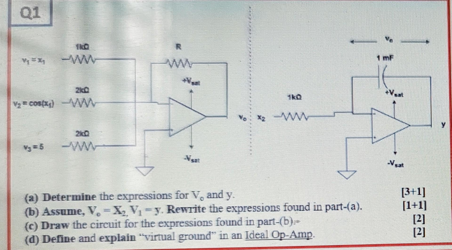 Solved (d) Define and explain "virtual ground" in an Ideal | Chegg.com