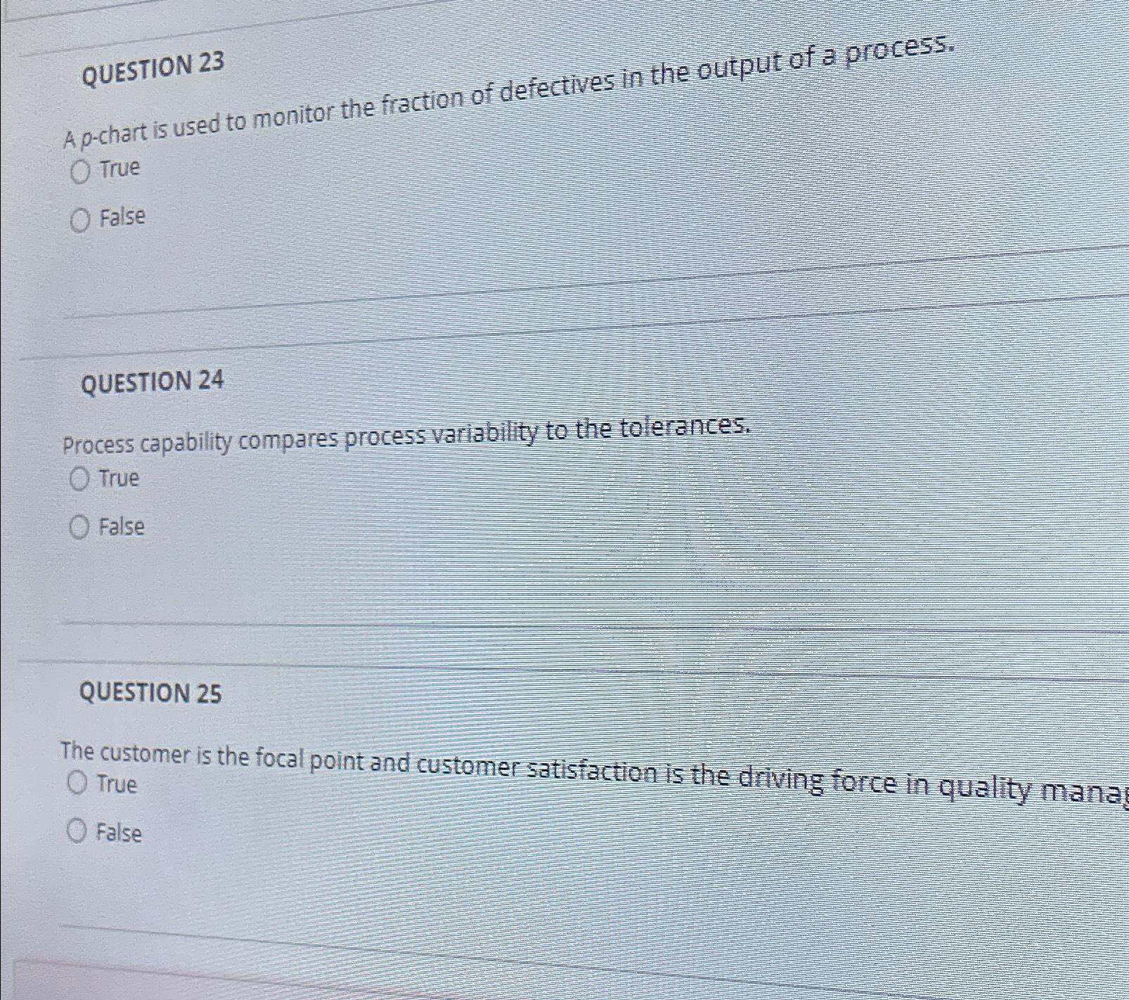 Solved QUESTION 23A p-chart is used to monitor the fraction | Chegg.com