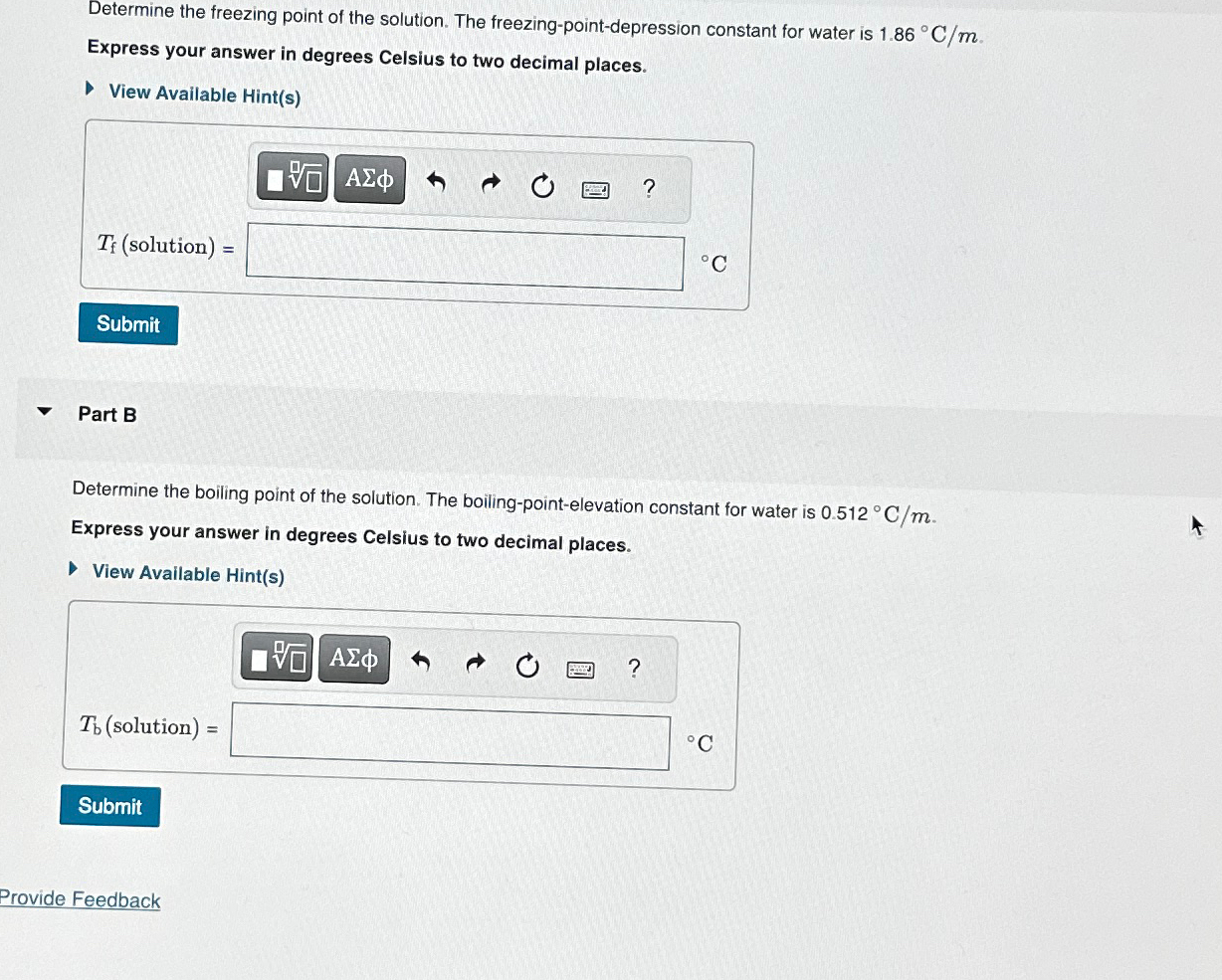 Solved Determine the freezing point of the solution. The | Chegg.com