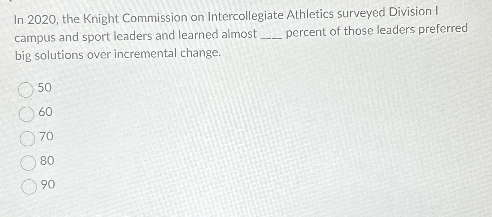 Solved In 2020, ﻿the Knight Commission on Intercollegiate | Chegg.com