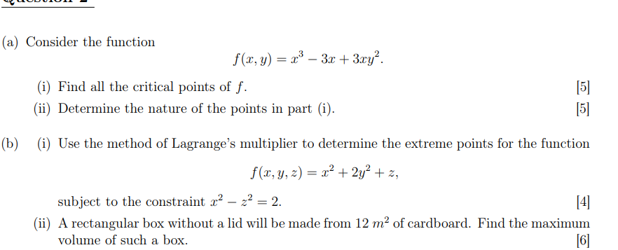 Solved (a) ﻿Consider the functionf(x,y)=x3-3x+3xy2.(i) ﻿Find | Chegg.com