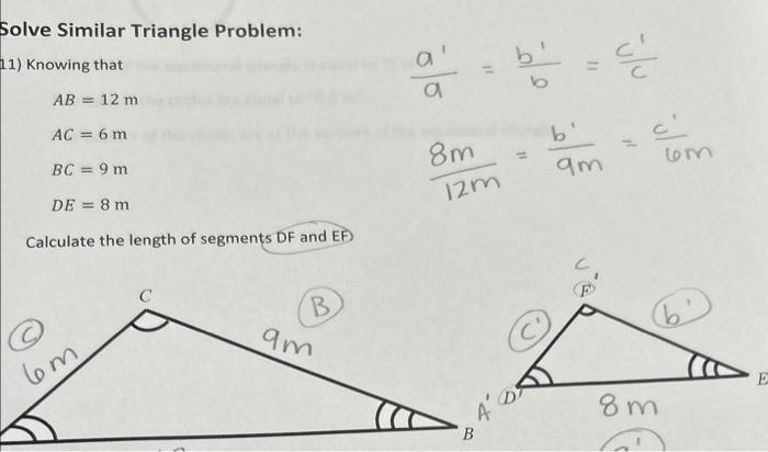 Solved Solve Similar Triangle Problem: 11) Knowing that | Chegg.com
