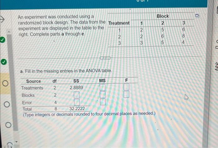 Solved parts a-e. please show the excel steps for anova | Chegg.com