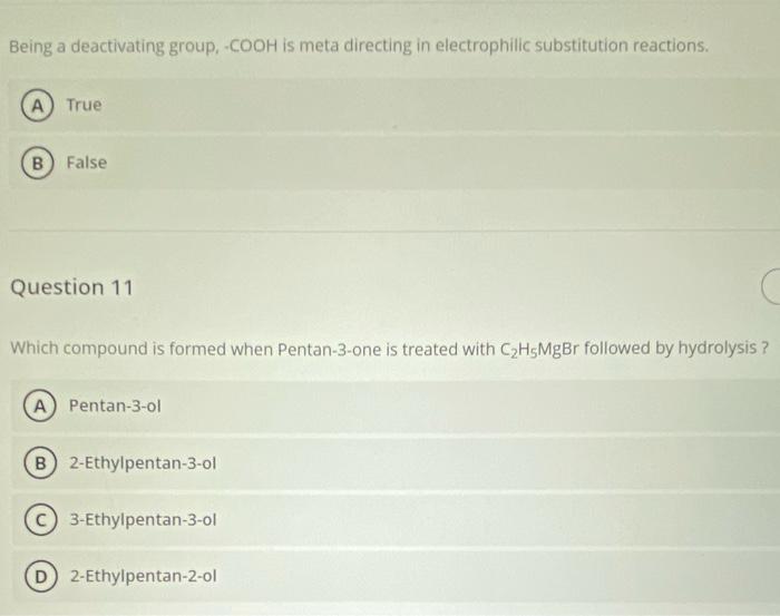 Solved Being a deactivating group, -COOH is meta directing | Chegg.com