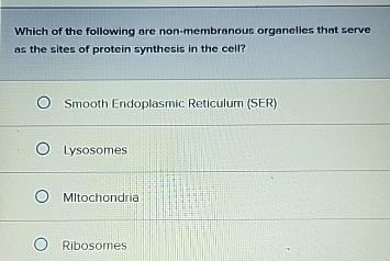 Solved Which of the following are non-membranous organelles | Chegg.com