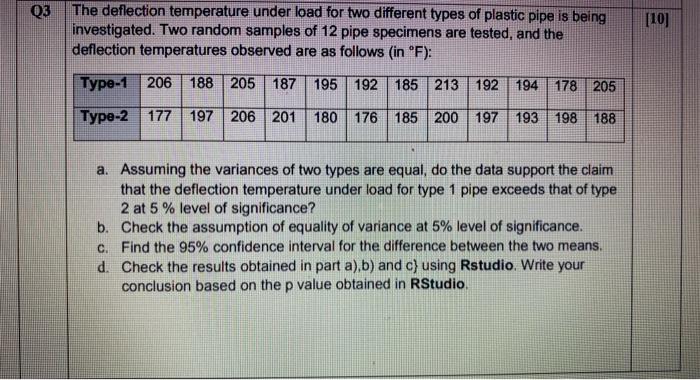 Solved Q3 The deflection temperature under load for two | Chegg.com