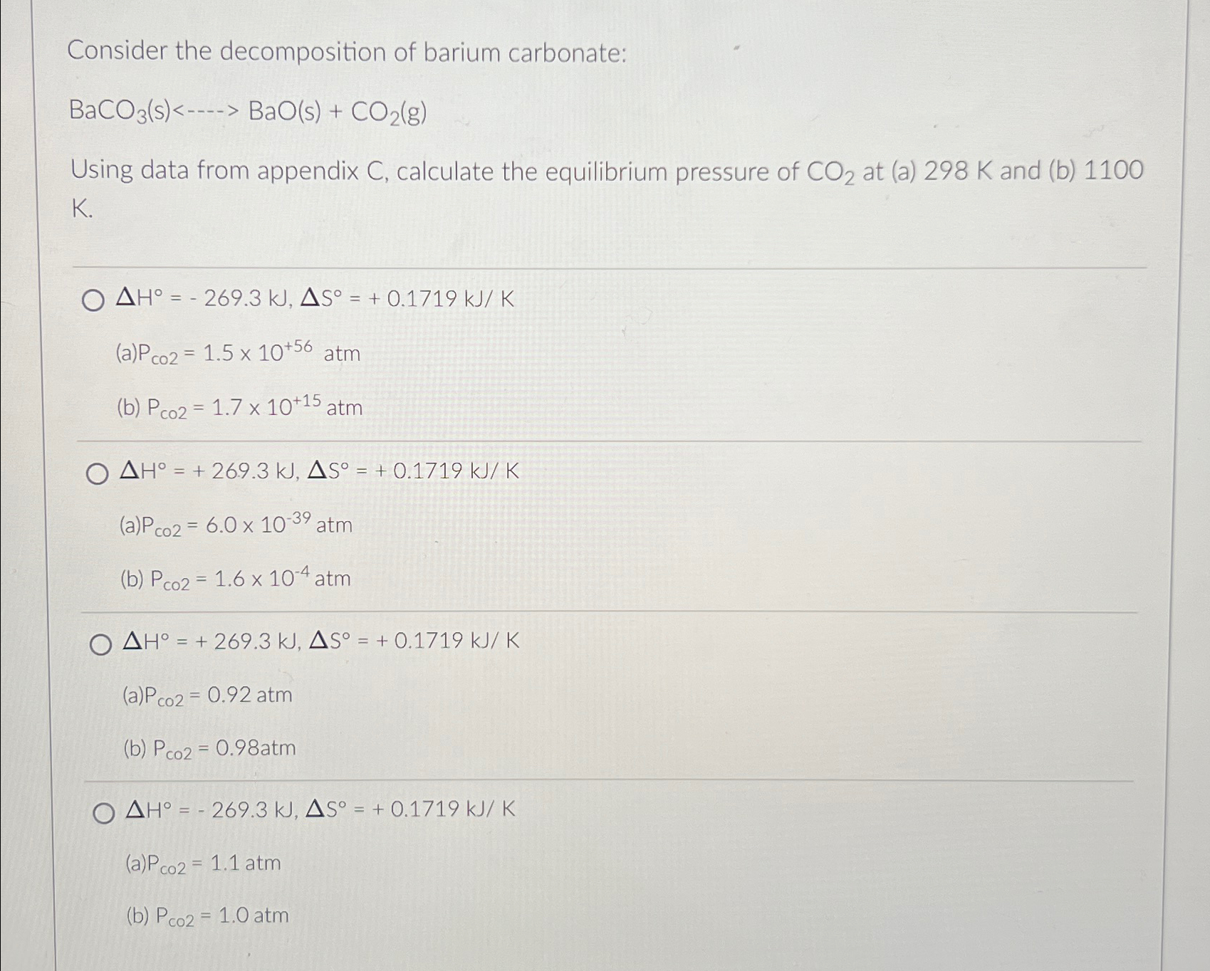 Solved Consider the decomposition of barium | Chegg.com