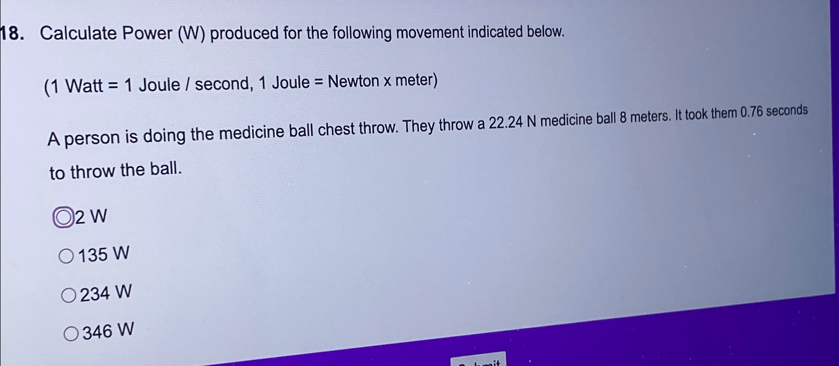 Solved Calculate Power (W) ﻿produced for the following | Chegg.com