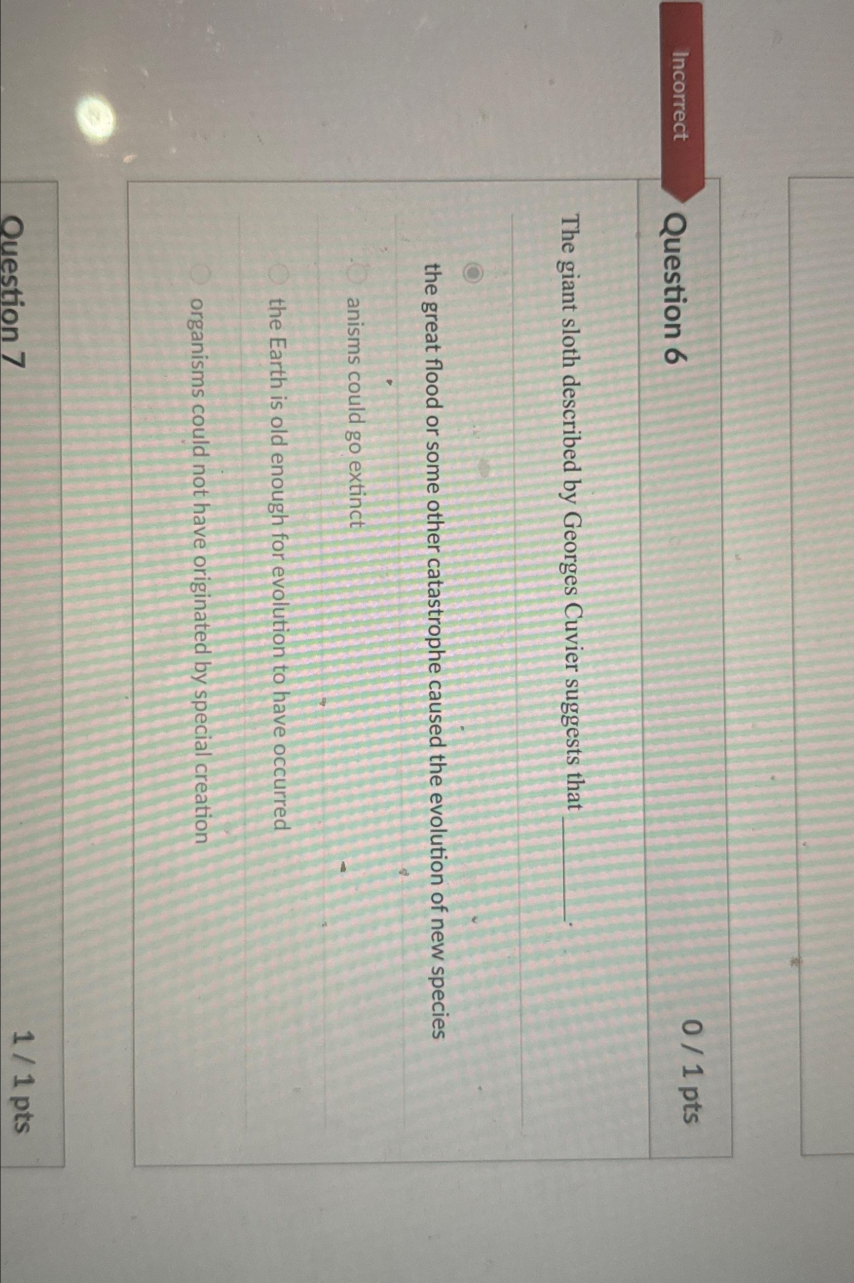 Solved IncorrectQuestion 601 ﻿ptsThe giant sloth described | Chegg.com