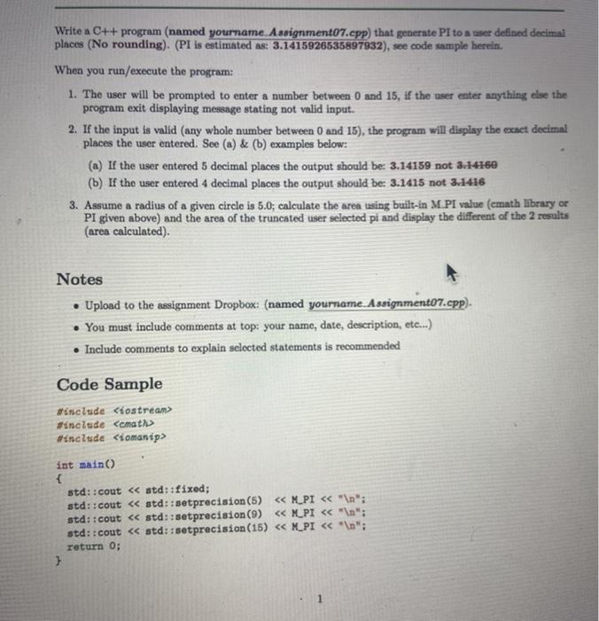 Solved Write A C Program Named Yourname Assignment07cpp 8556