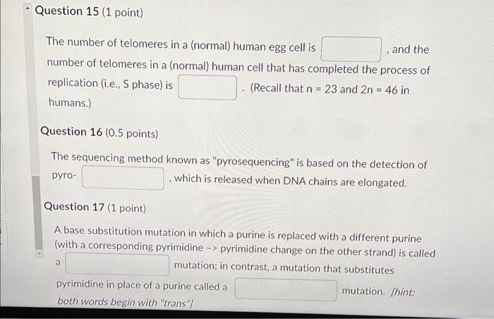 Solved The number of telomeres in a (normal) human egg cell | Chegg.com