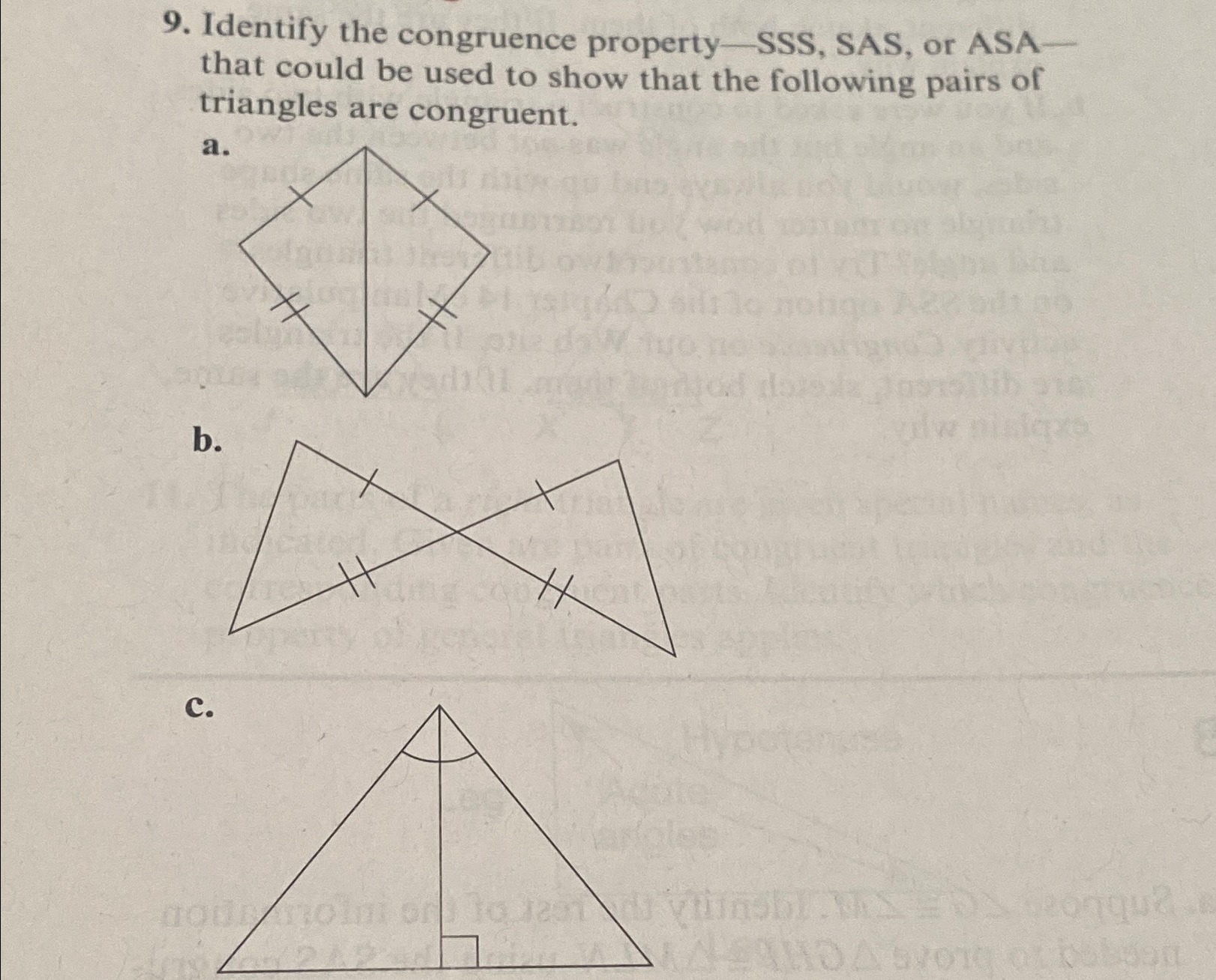 Solved Identify the congruence property - ﻿SSS, ﻿SAS, or | Chegg.com