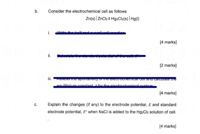 Solved Consider the electrochemical cell as follows | Chegg.com