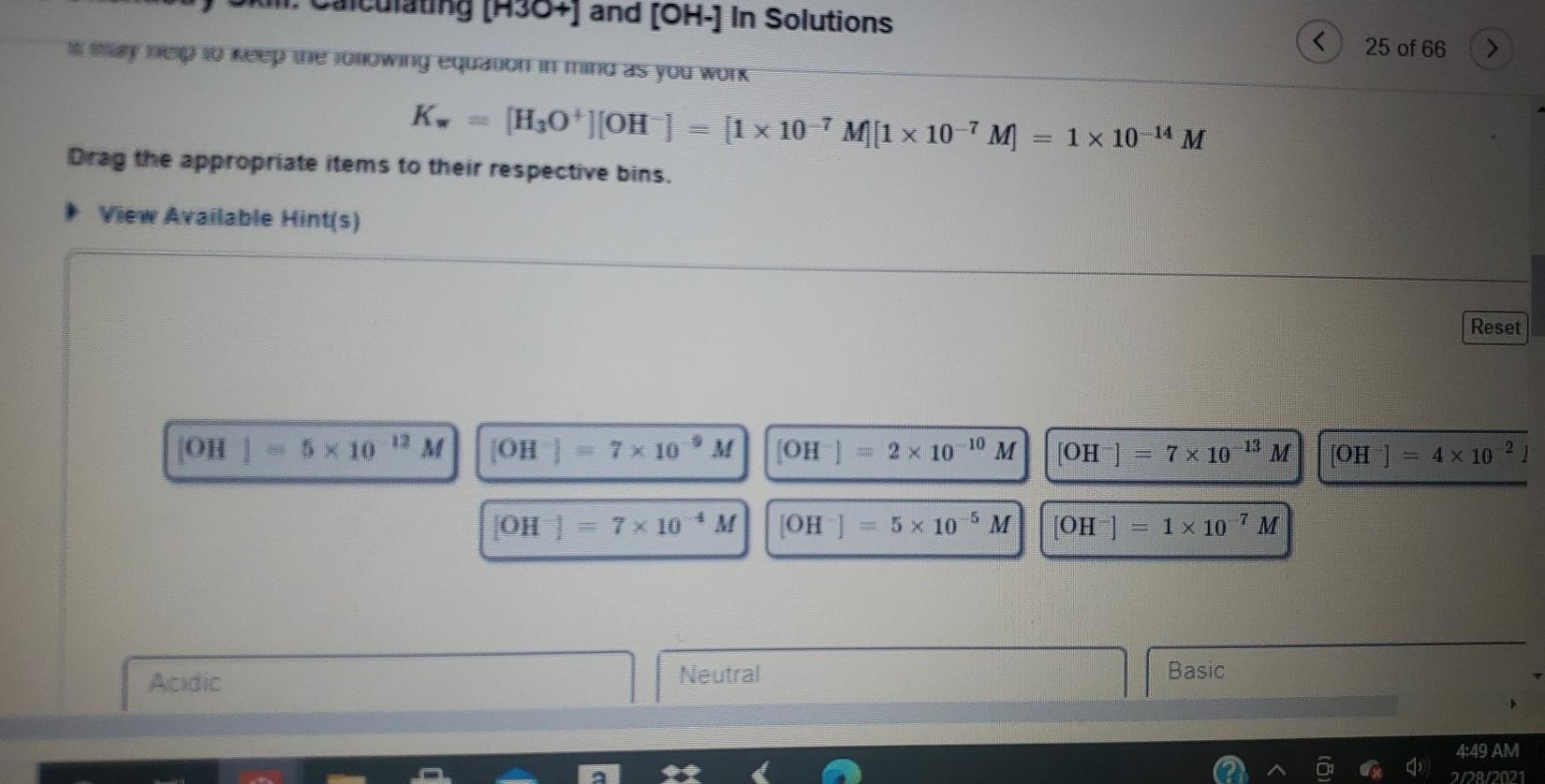 Solved Core Chemistry Skill: Calculating [H3O+] and [OH-] In | Chegg.com