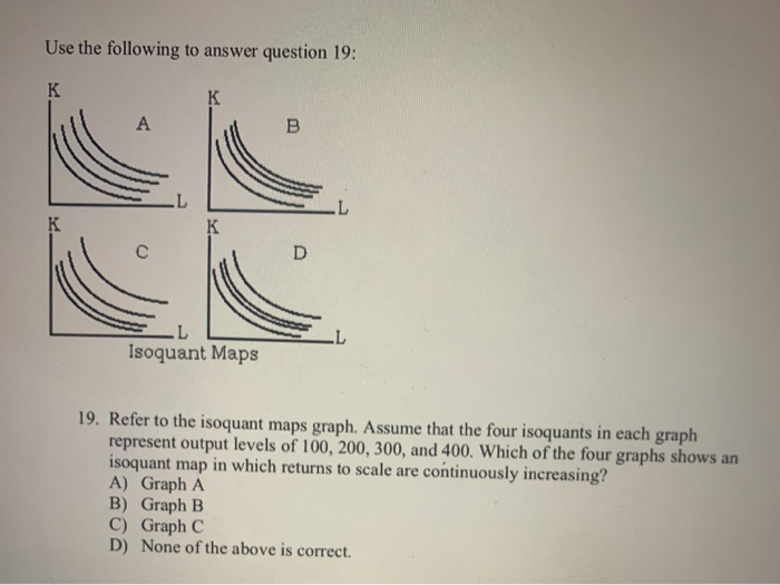 Solved Use the following to answer question 19: Isoquant | Chegg.com