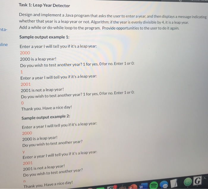 Solved Task 1: Leap Year Detector Design and implement a | Chegg.com