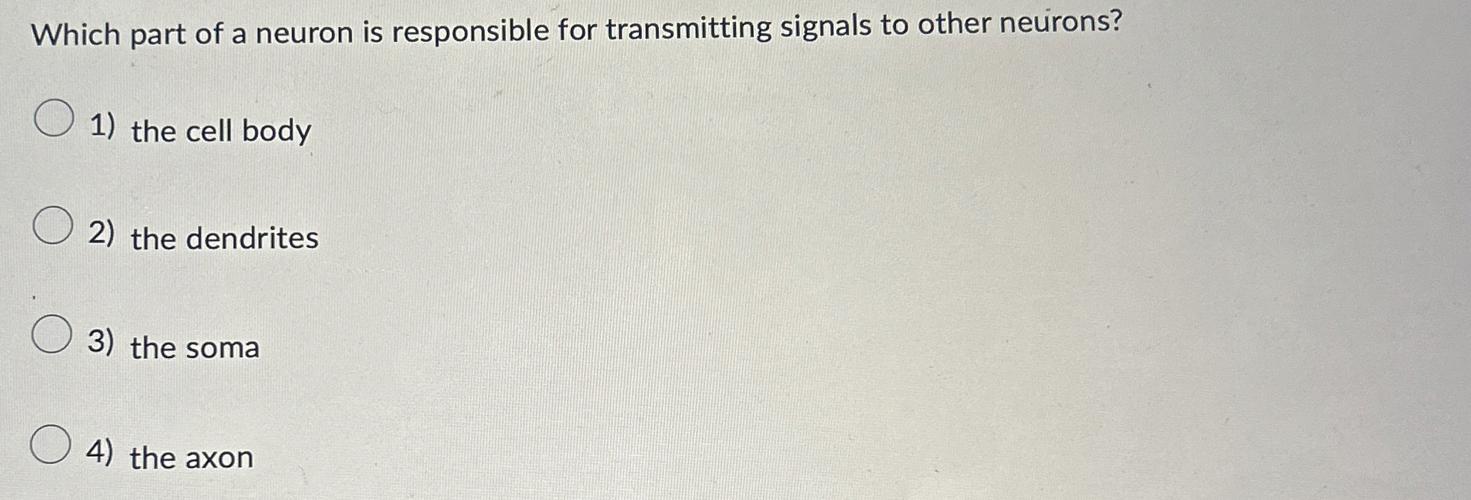 Solved Which part of a neuron is responsible for | Chegg.com