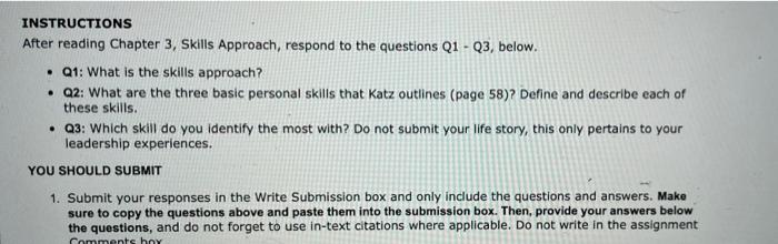 Solved INSTRUCTIONS After reading Chapter 3, Skills | Chegg.com
