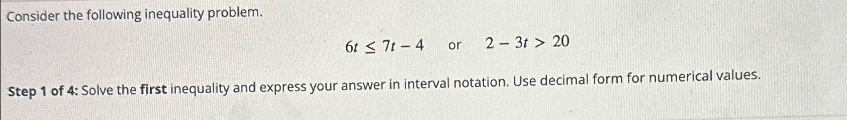 Solved Consider the following inequality | Chegg.com