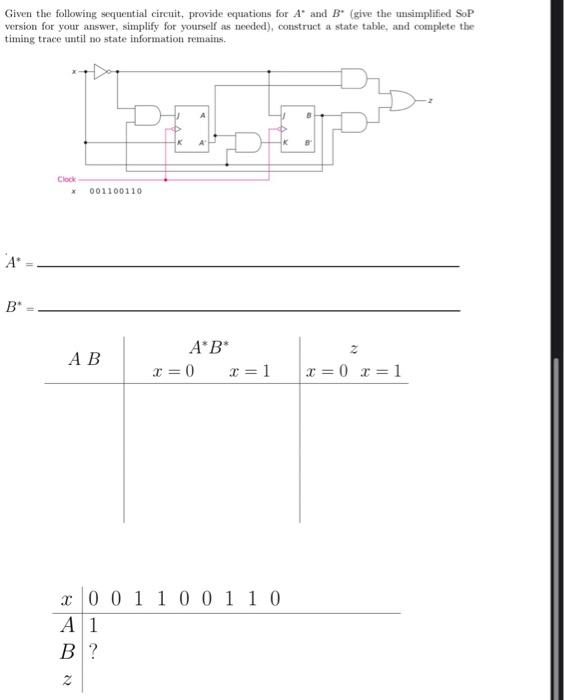 Solved Given the following sequential circuit, provide | Chegg.com