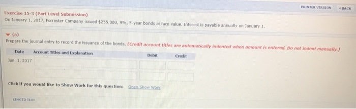 Solved PRINTER VERSION * BACK Exercise 15-3 (Part Level | Chegg.com