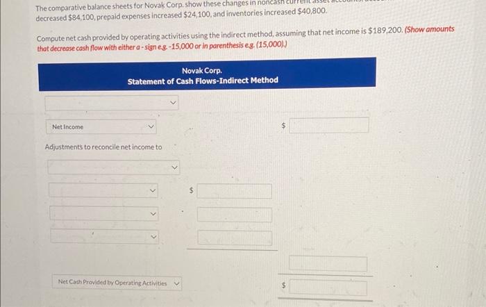 Solved Compute net cash provided by operating activities | Chegg.com