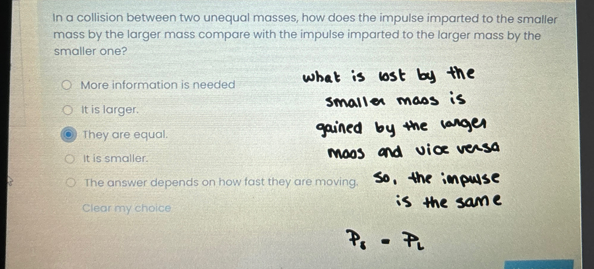 Solved In a collision between two unequal masses, how does | Chegg.com
